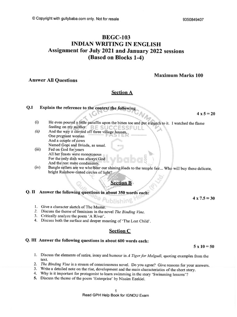 BEGC-103 Solved Assignment July 2021 | PDF