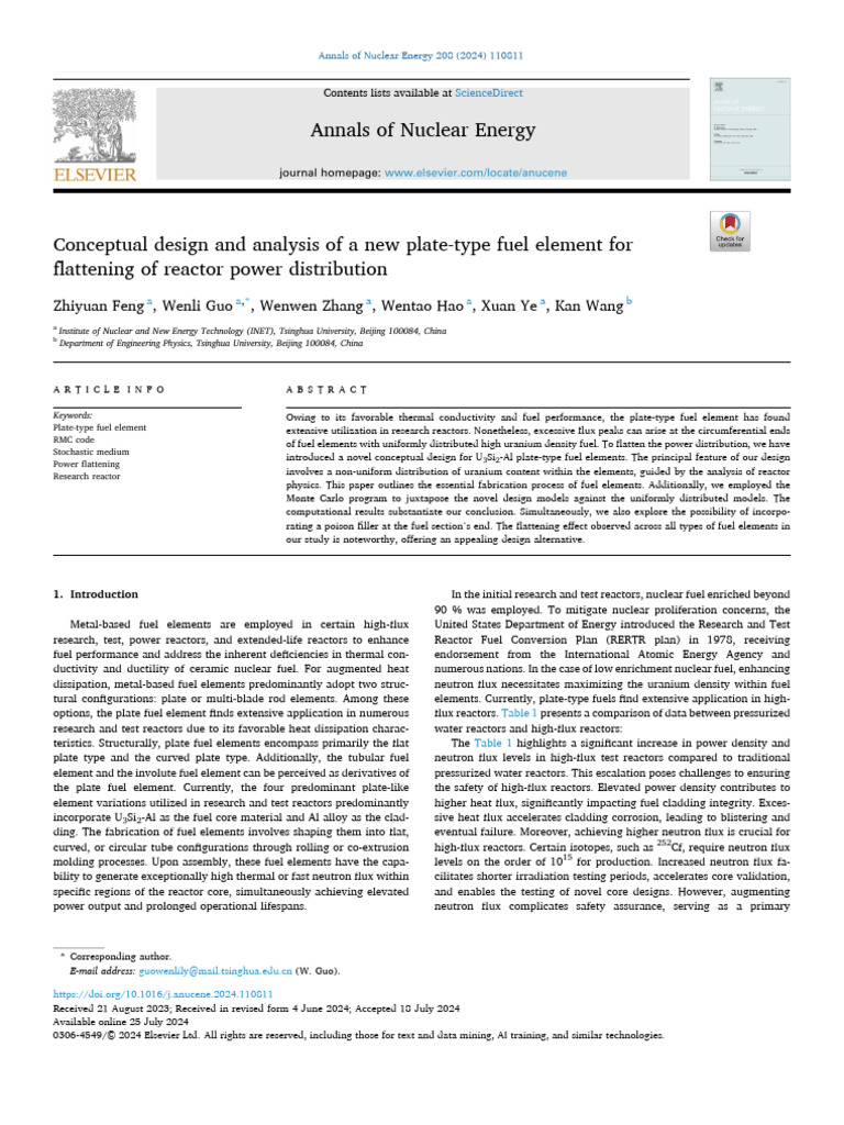 Conceptual Design and Analysis of A New Plate-Type Fuel Element For ...