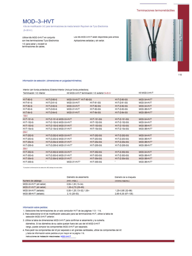 Raychem-kit-trifurcacion-MOD-3A - ANIXTER | PDF | Ingenieria Eléctrica | Bienes manufacturados