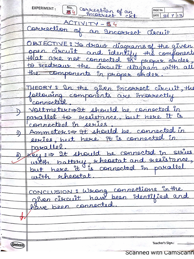 Correction of Incorrect Circuit | PDF