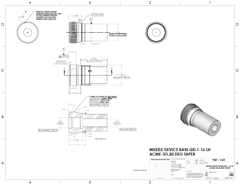 MUZZLE-DEVICE-BASE.QD_.1-16-LH-ACME-3G.20-DEG-TAPER | PDF | Metalworking