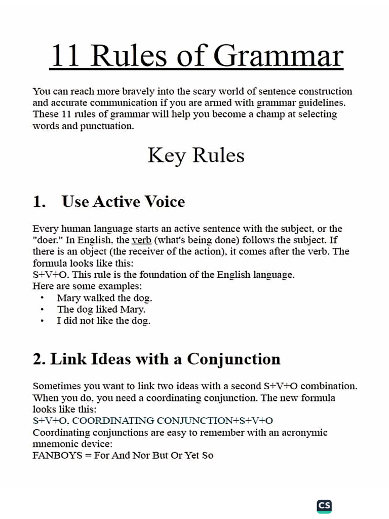 11-Key Rules of English Grammar | PDF