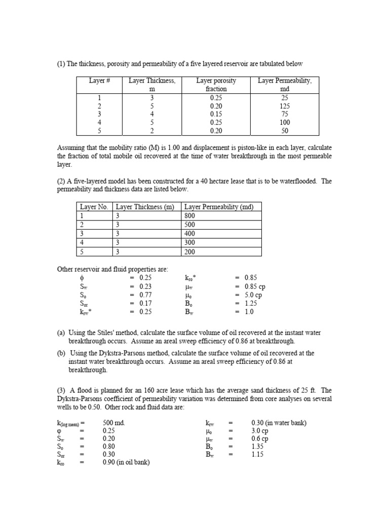 Practice Problems For Chapter 7 | PDF | Petroleum Reservoir | Permeability (Earth Sciences)