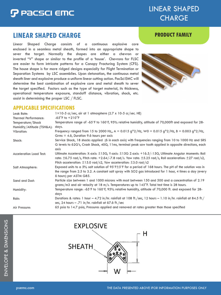 Linear Shaped Charge Datasheet | PDF | Acceleration | Rain