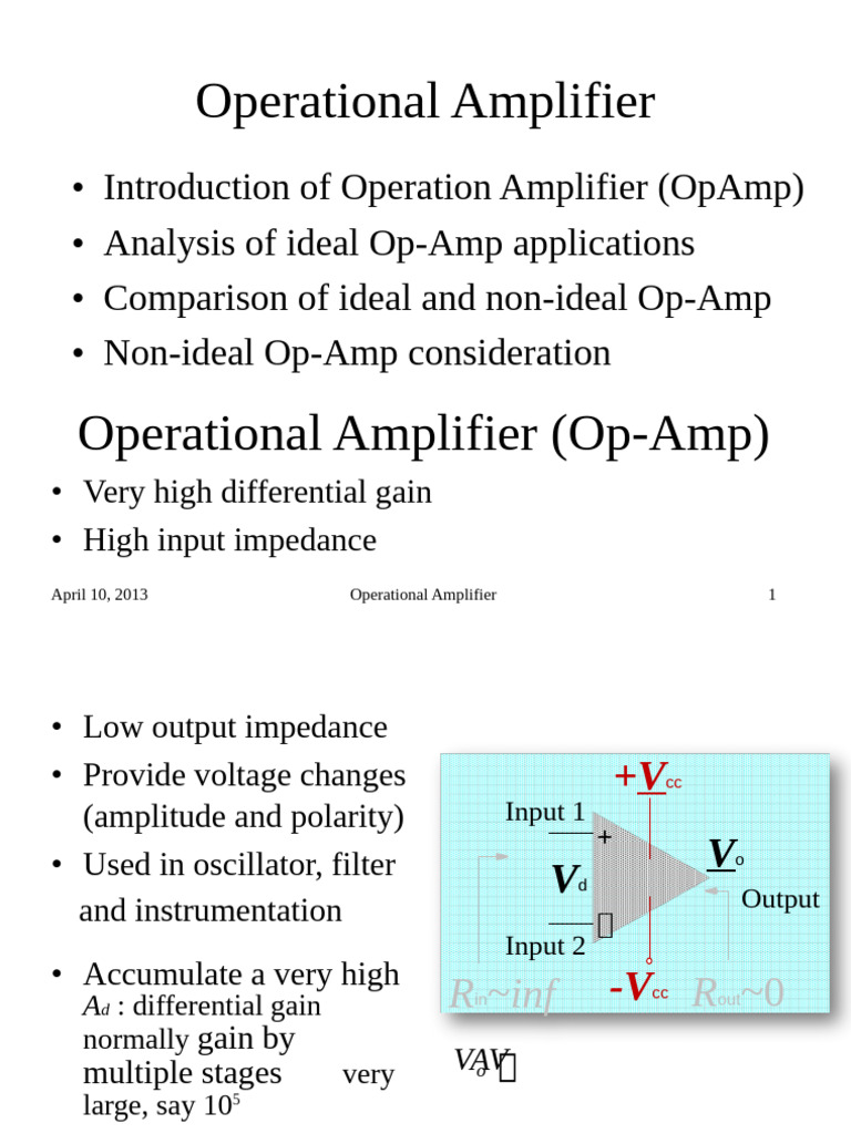 Lec-1 Operational Amplifier | PDF | Operational Amplifier | Amplifier
