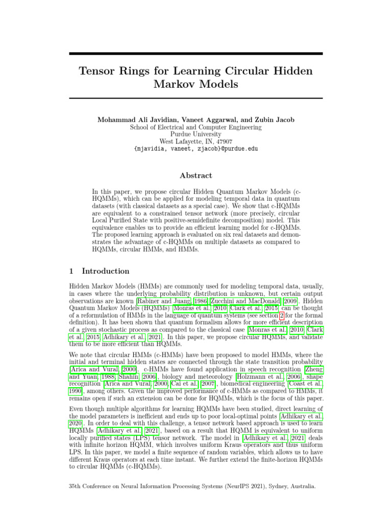 HMMs and Tensor Networks | PDF | Markov Chain | Applied Mathematics