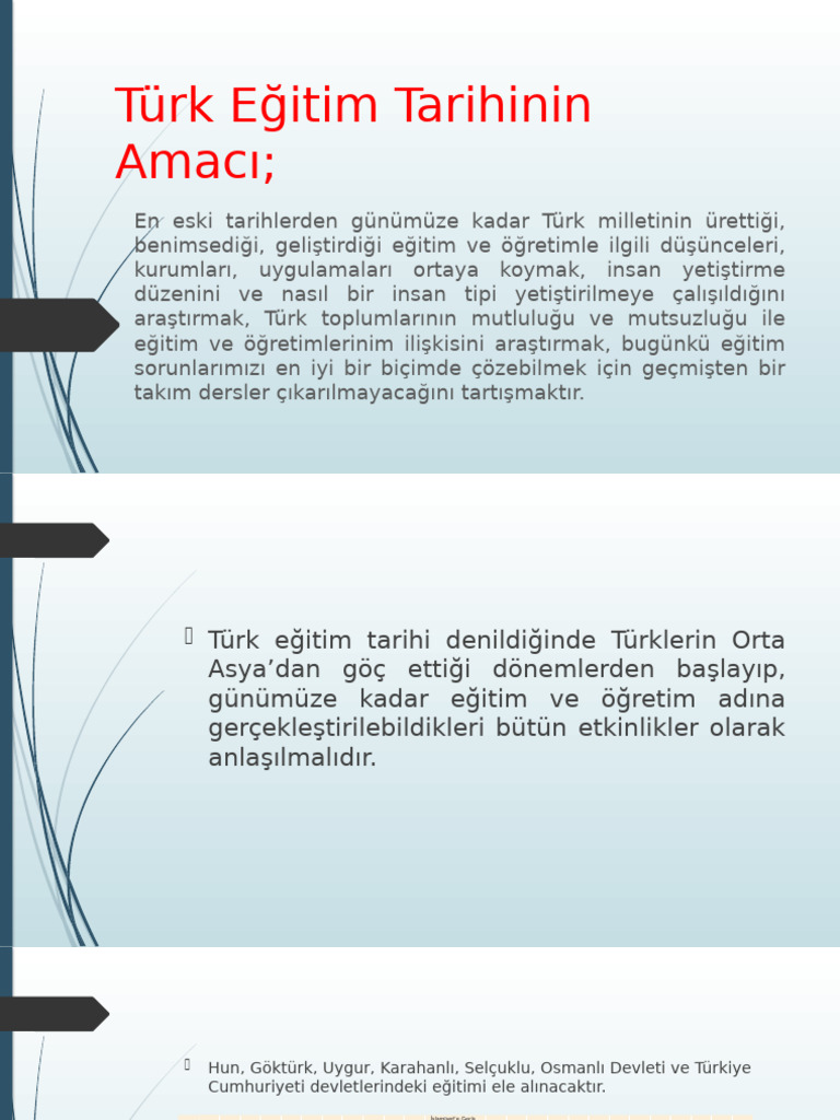 Türk Eğitim Tarihi SUNUM | PDF