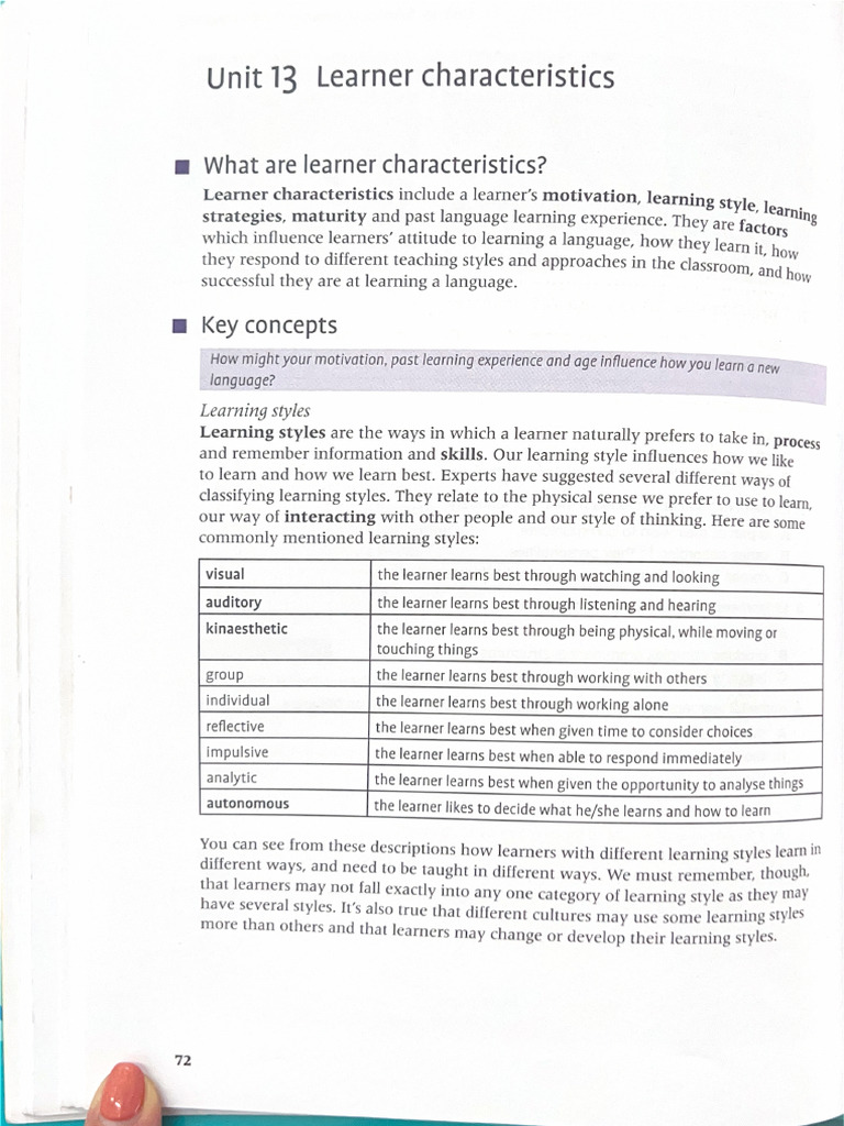 Unit 13 Learner characteristics | PDF