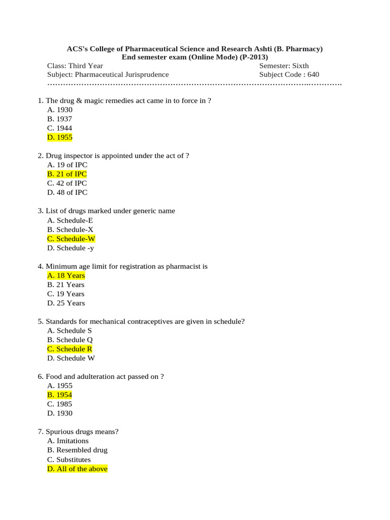 Pharmaceutical Jurisprudence | PDF | Pharmacy | Pharmacist