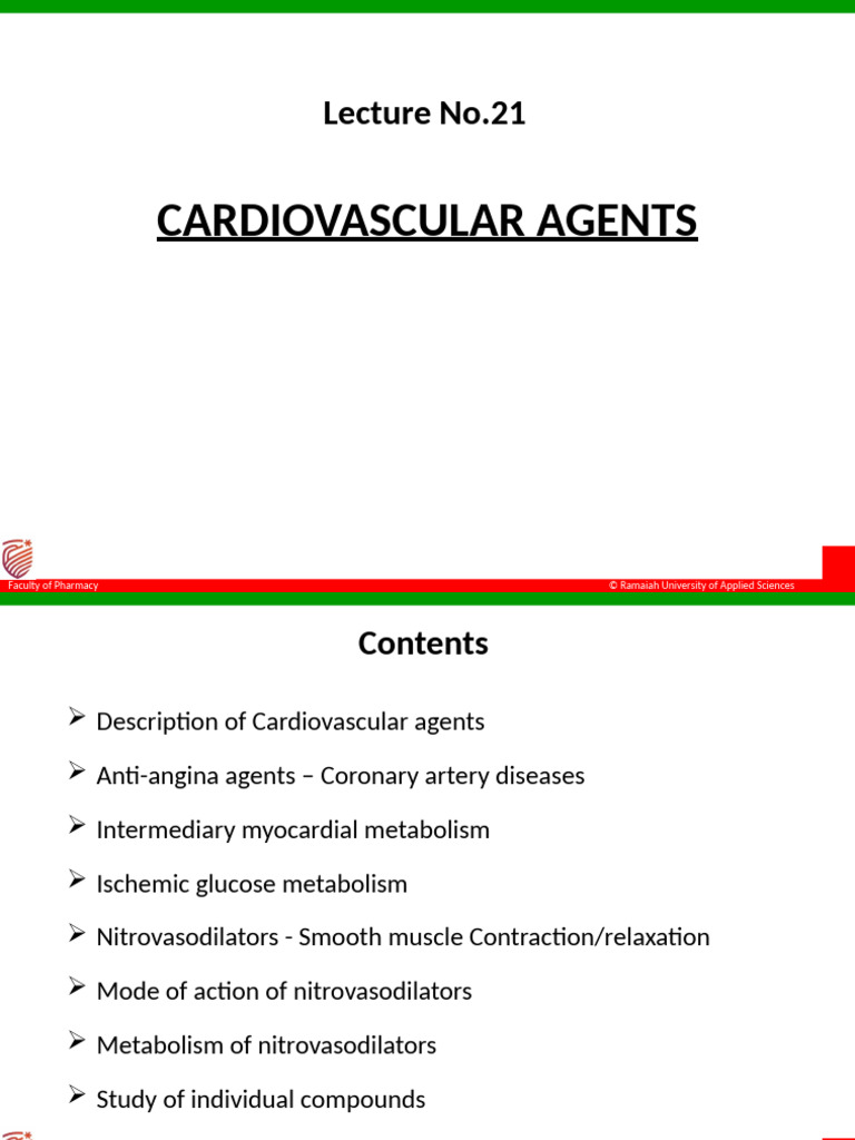 Cardiovascular Agents | PDF | Myocardial Infarction | Coronary Artery Disease