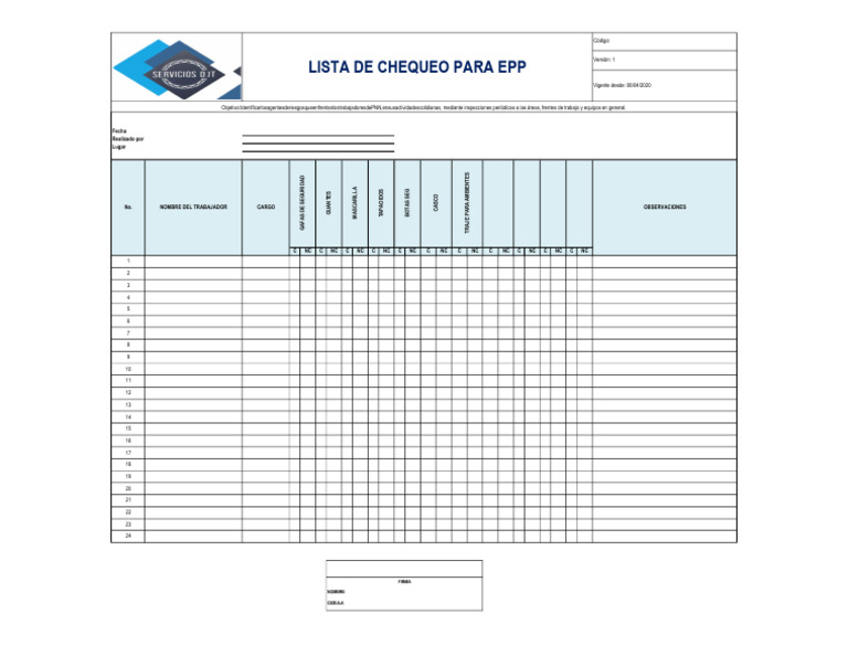 Check List de EPP - DJT | PDF