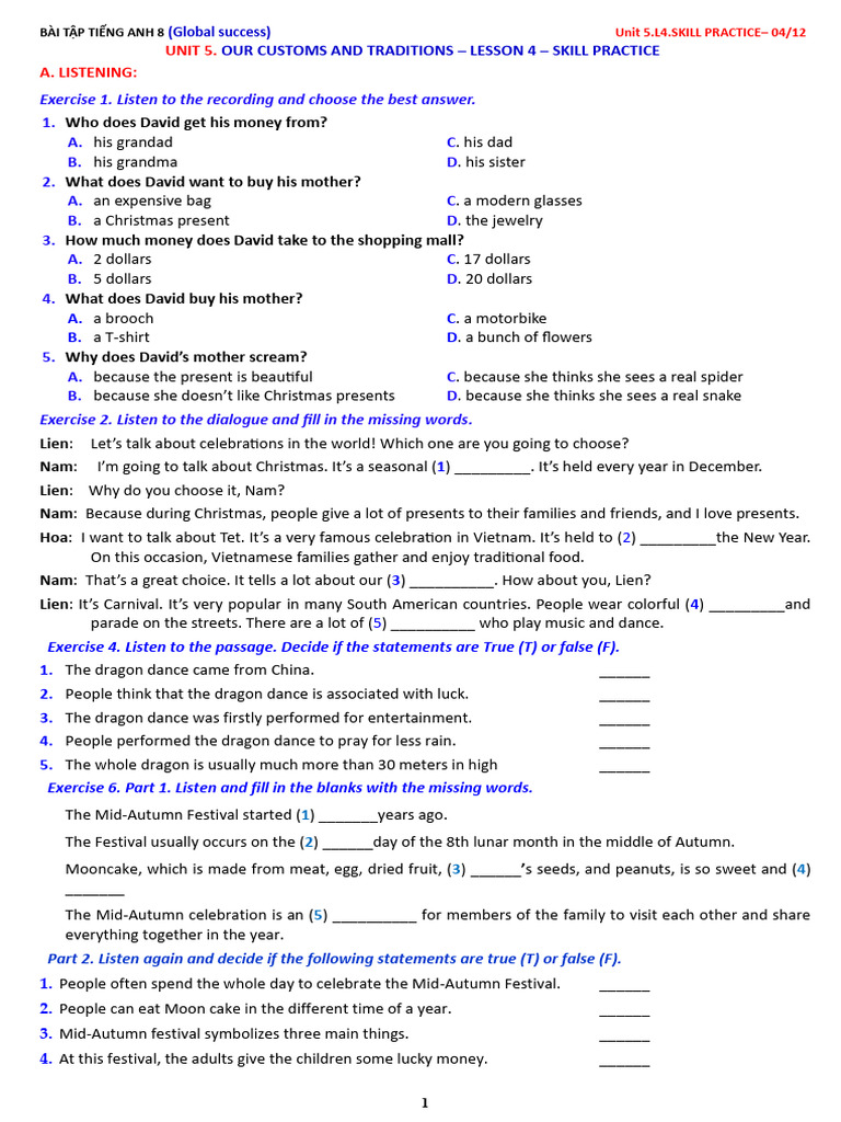 8.4.U5.L4. Skill Practice | PDF | Engagement
