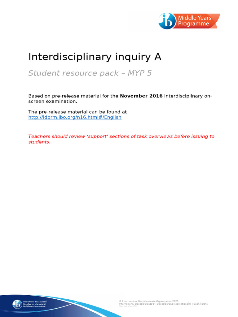 MYP 5 Interdisciplinary Inquiry Guide | PDF | Sustainability ...