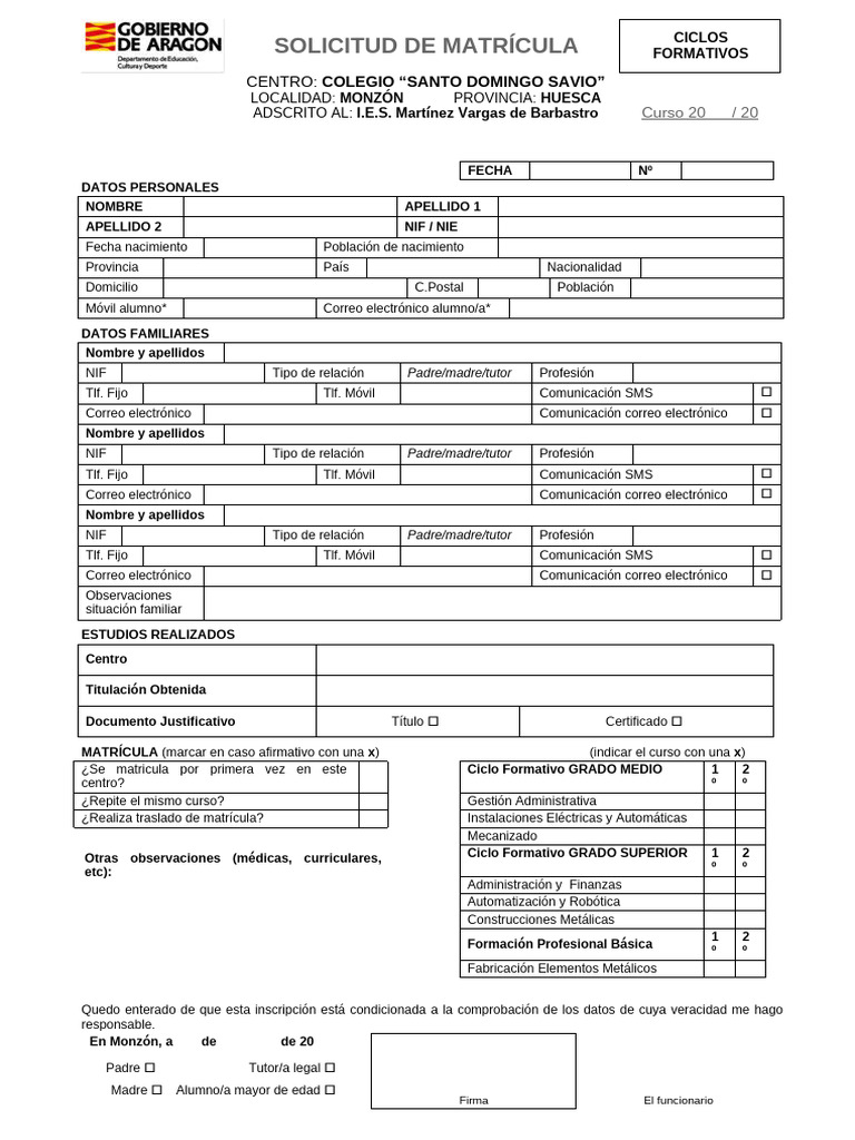 MatrÃ-cula FP (1) | PDF