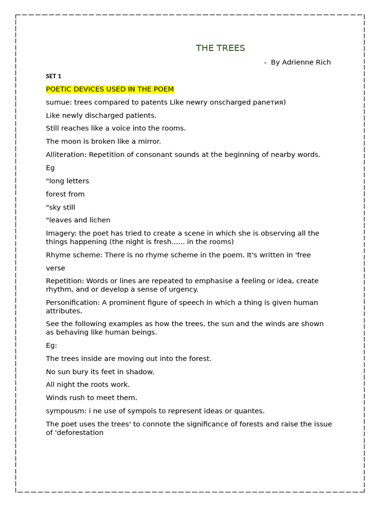 THE TREES | PDF | Poetry