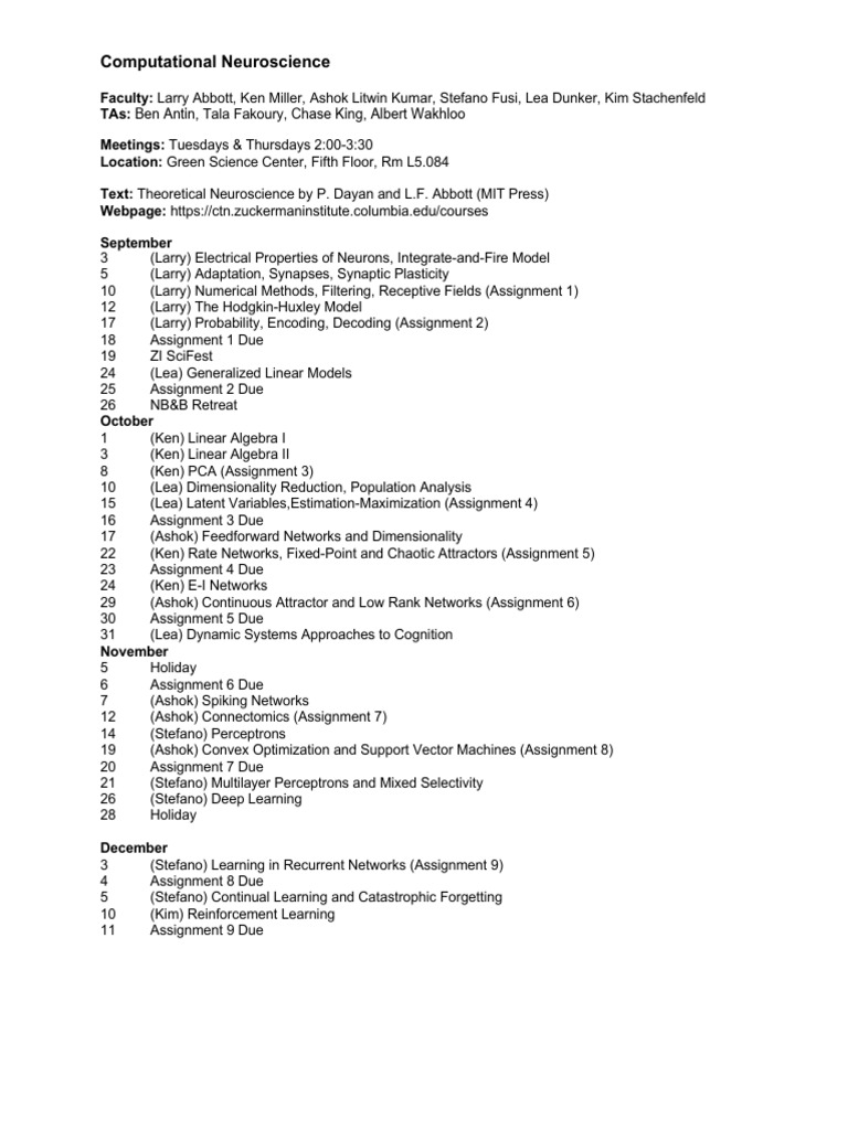 IntroTheorNeuro24 COlumbia CTN | PDF