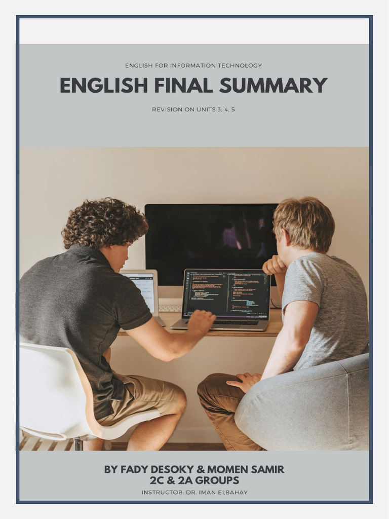 English Final Summary - Momen Samir & Fady Desoky | PDF | Computer Network | Spreadsheet