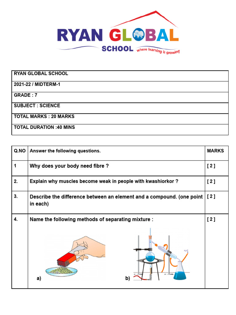 Grade 7 Science Midterm Questions | PDF