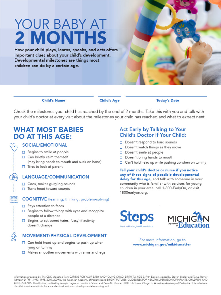 MDE MilestoneChecklist 2 Months | PDF | Infants | Interpersonal ...