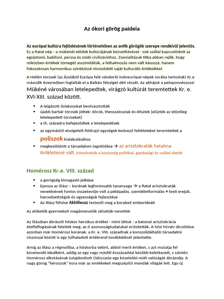 2 Tetel Az Okori Gorog Paideia | PDF