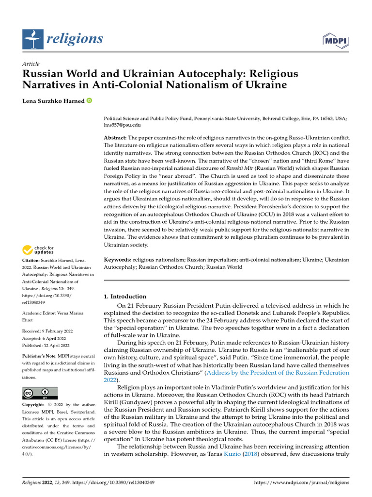 religions-13-00349-v2 | PDF | Russian Orthodox Church | Eastern ...