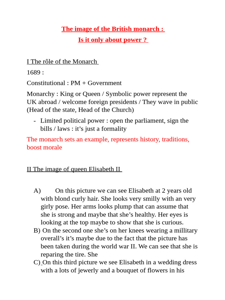 The Image of The British Monarch | PDF | Elizabeth Ii | Government ...
