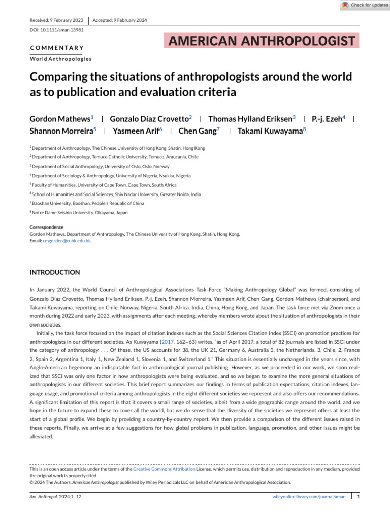 American Anthropologist - 2024 - Mathews - Comparing the situations of ...