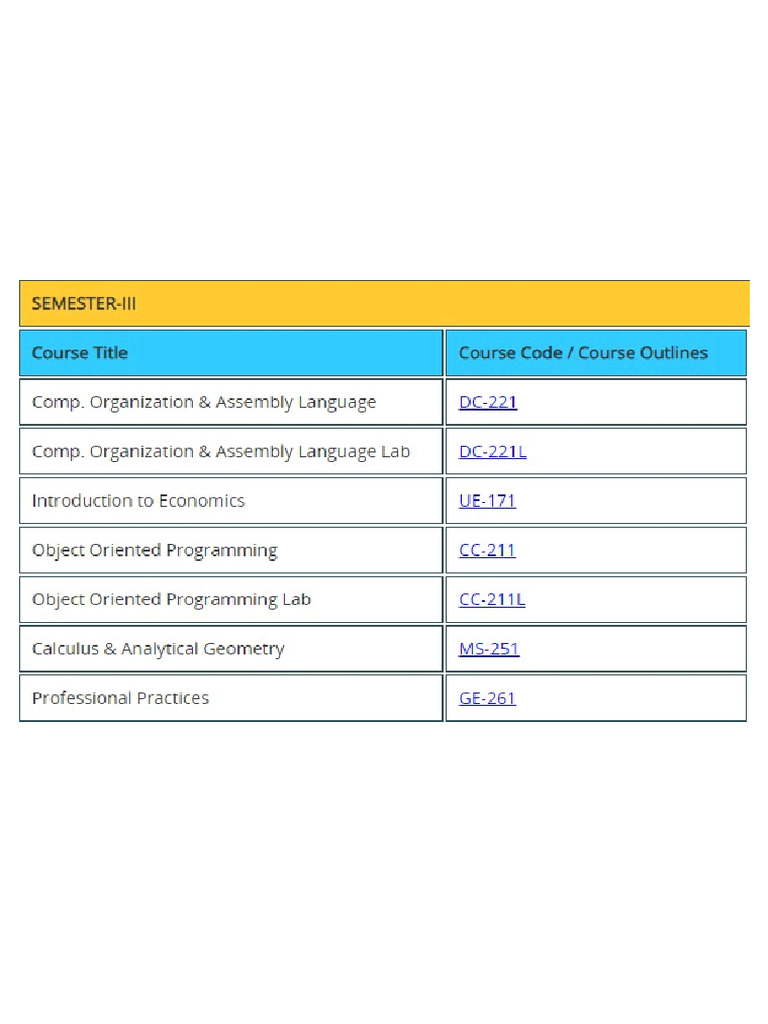 BSCS 3rd Semester Outline | PDF