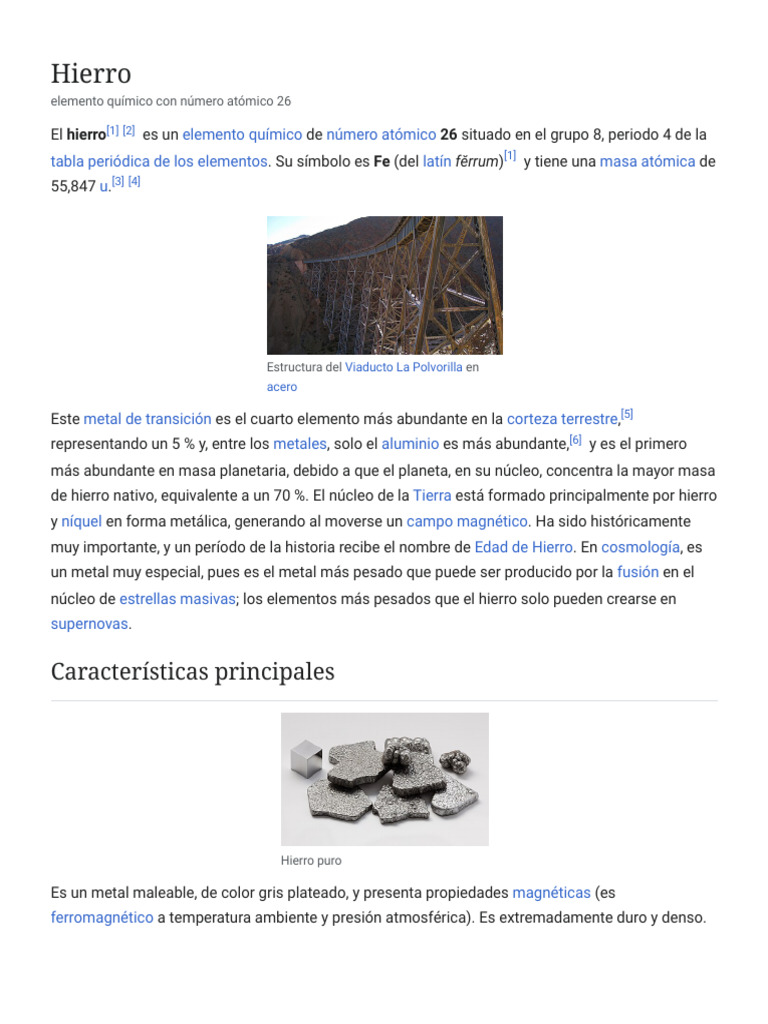 Propiedades y características del hierro | PDF | Hierro | Elementos ...