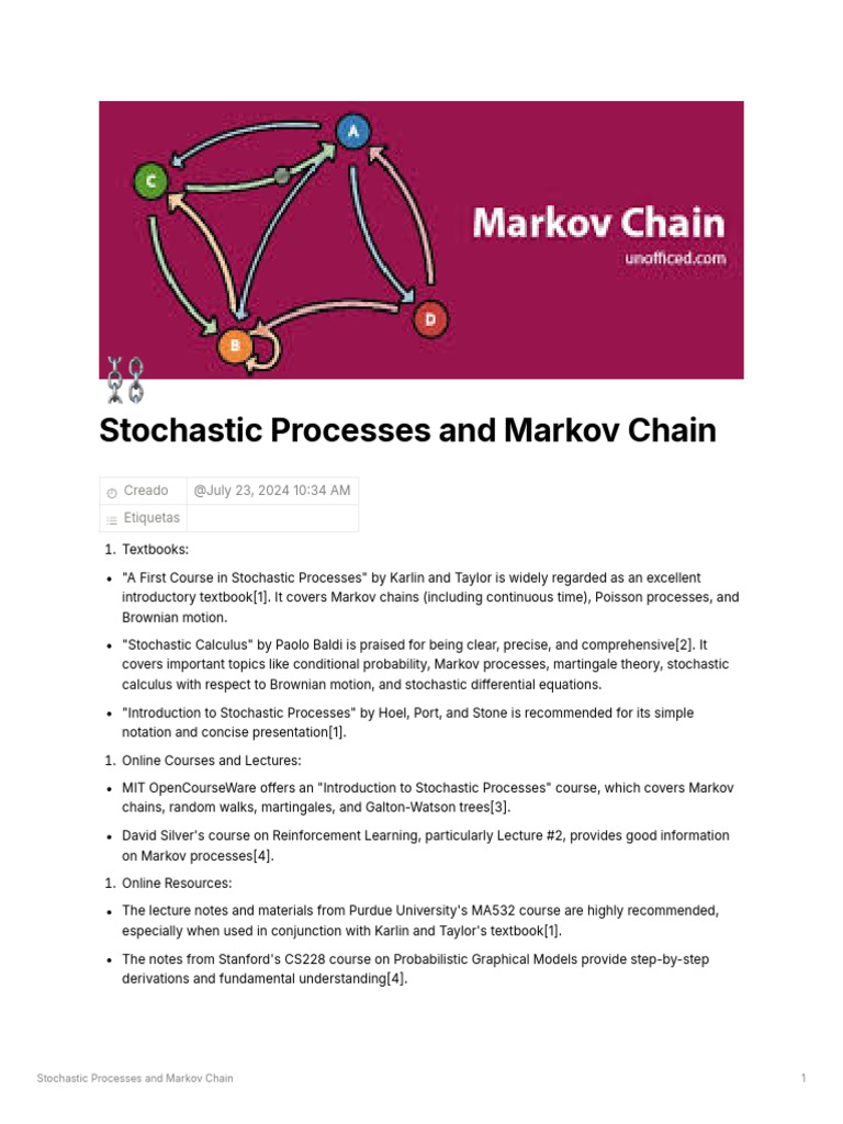 Markov Chain | PDF | Stochastic Process | Markov Chain