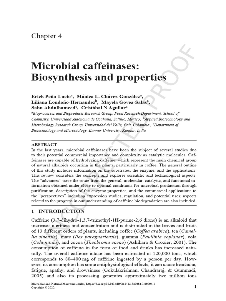 2020 Peña-Lucio Et Al Elsevier Book Chapter Proof | PDF | Caffeine