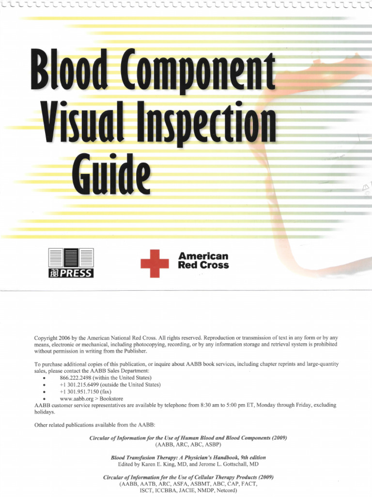Blood Component Visual Inpection Guide | PDF