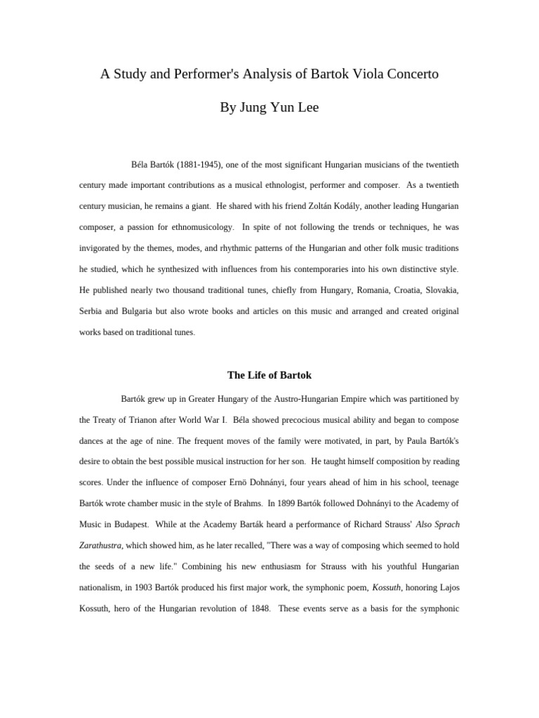 Bartok Viola Concerto | PDF | Viola | Musical Compositions