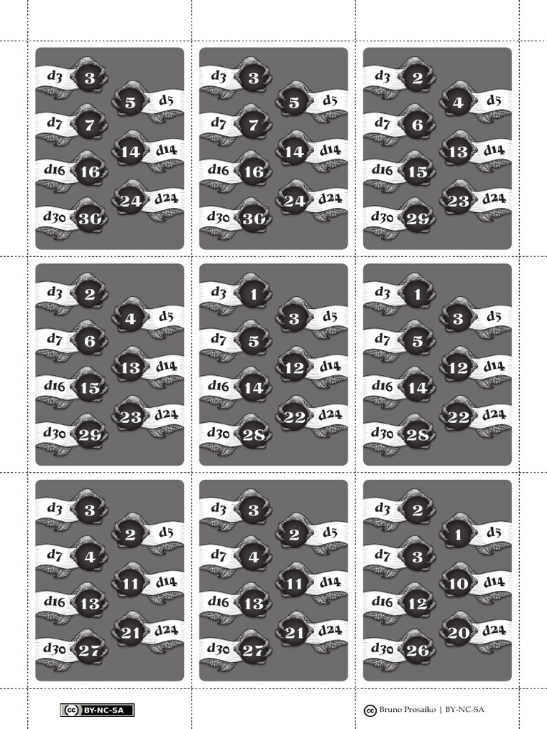 DCC - Funky Dice Cards - Frente e Verso | PDF