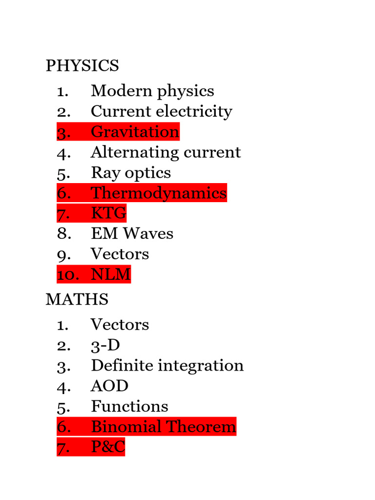 Imp Topics Jee | PDF