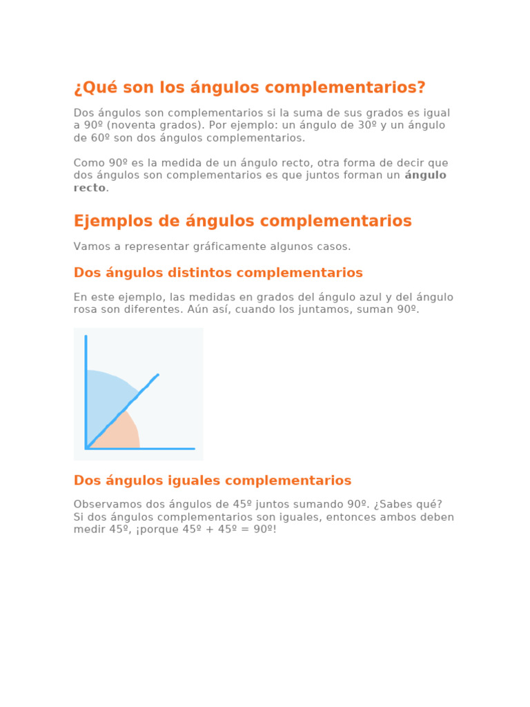 Angulos Complementarios | PDF
