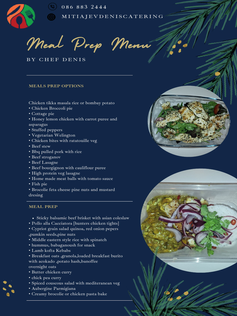 Meal Prep Menu by Chef Denis | PDF