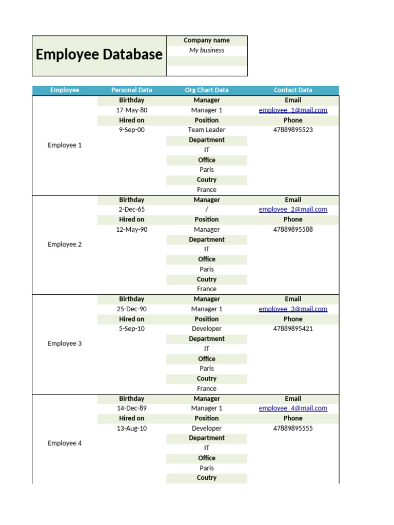 Employee Database Template Overview | PDF | Databases | Information ...