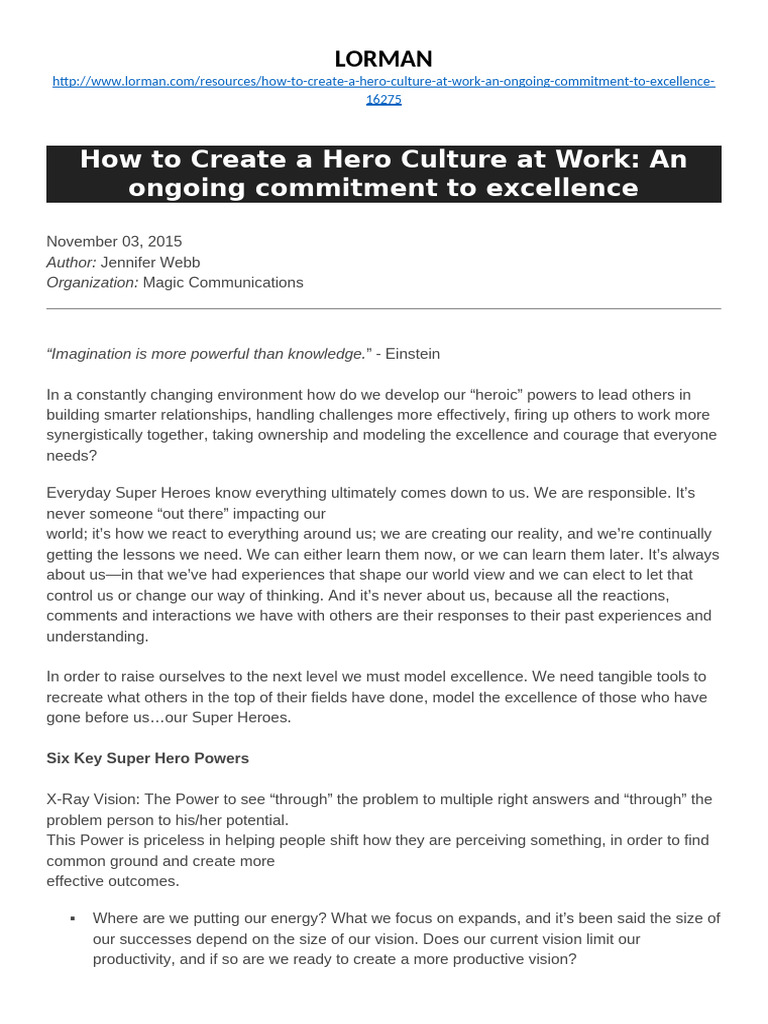 Build a Hero Culture at Work | PDF | Communication | Thought