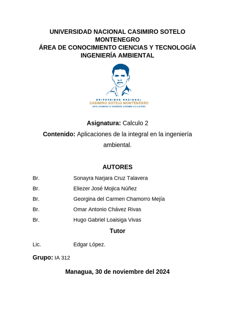 Aplicaiones de La Integral Ing Amb | PDF | Entorno natural | Evaluación ...
