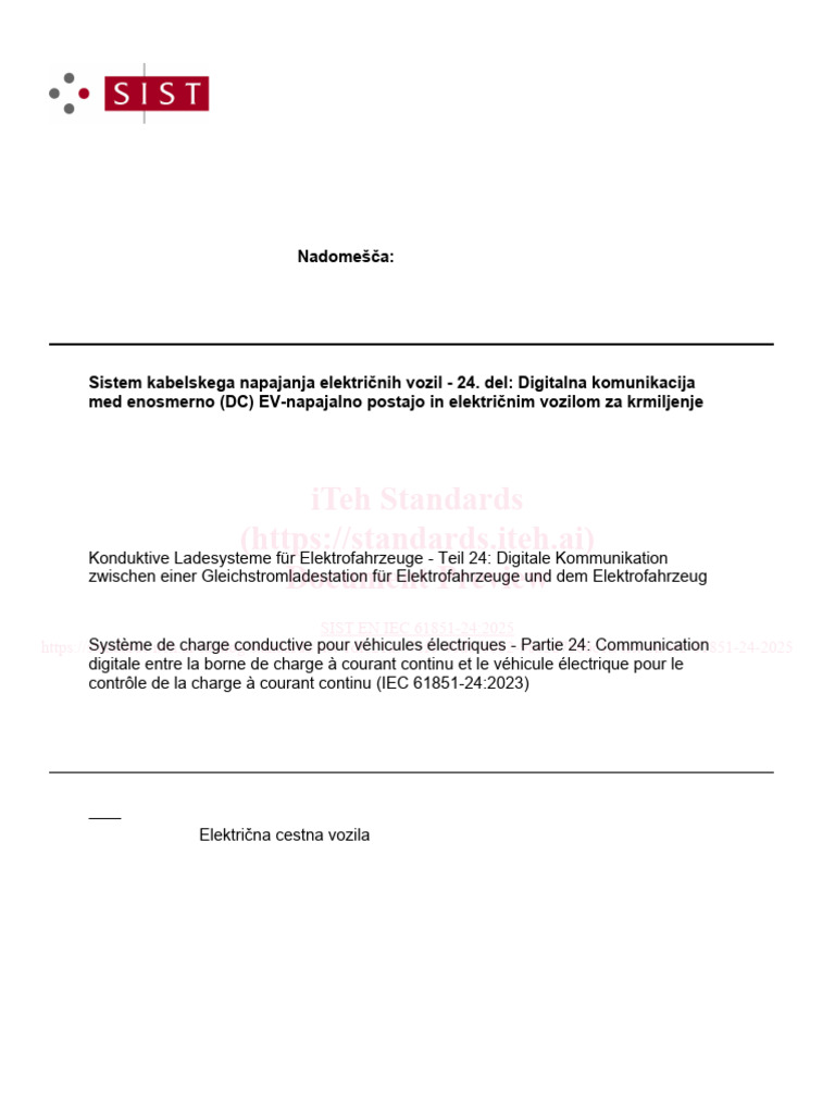 Sist en Iec 61851 24 2025 | PDF | Direct Current | International Electrotechnical Commission