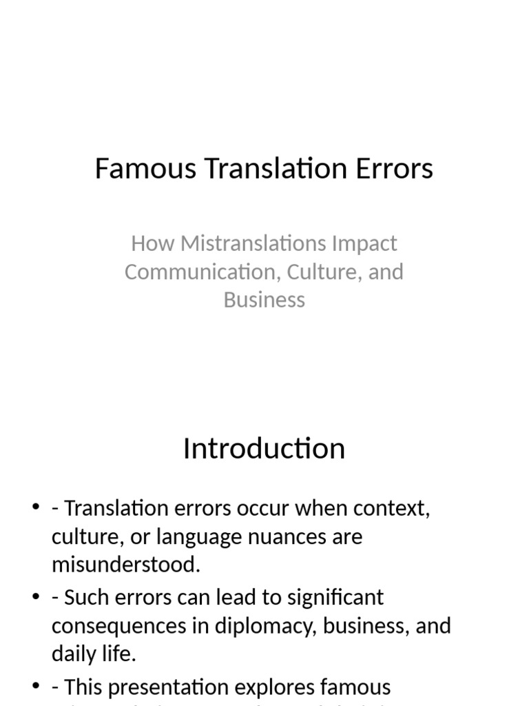Famous Translation Errors | PDF