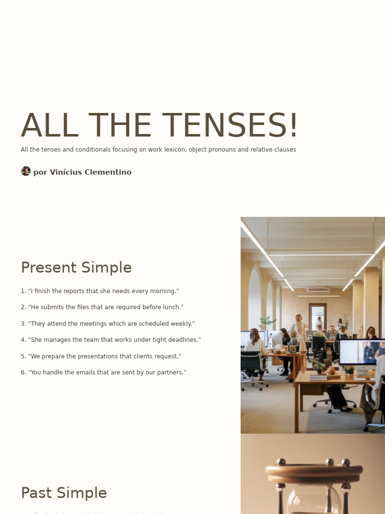All The Tenses! Work Lexicon, Relative Clauses, Prepositions and Object ...