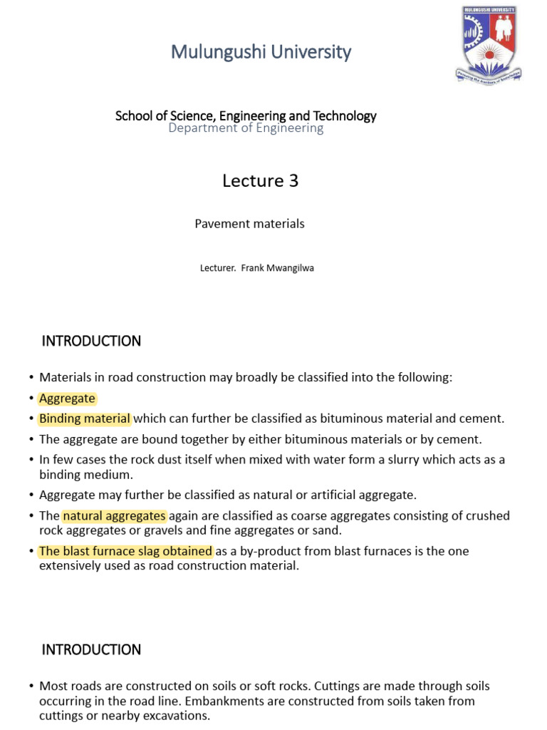 Lecture 3a - Pavement Materials | PDF | Construction Aggregate | Rock ...