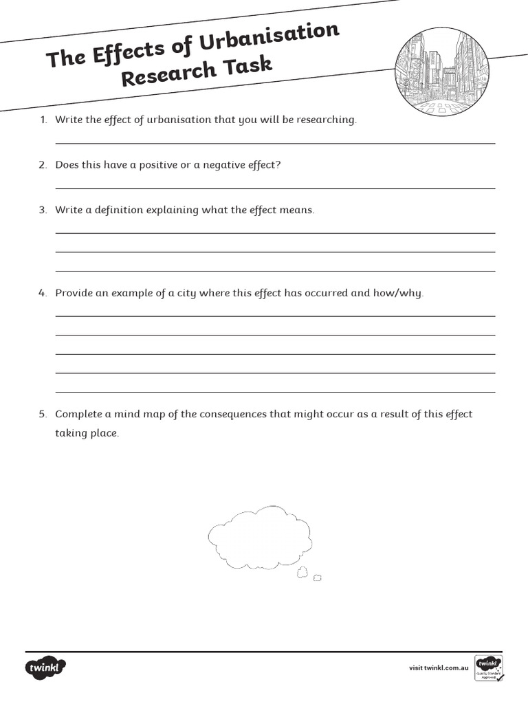 The Effects of Urbanisation Activity Sheet (1) | PDF