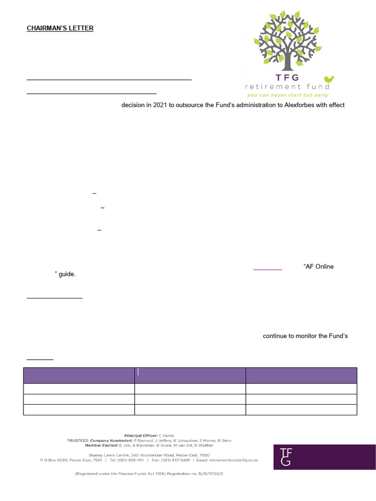 TFG Fund Annual Update 2023 | PDF | Investing | Pension