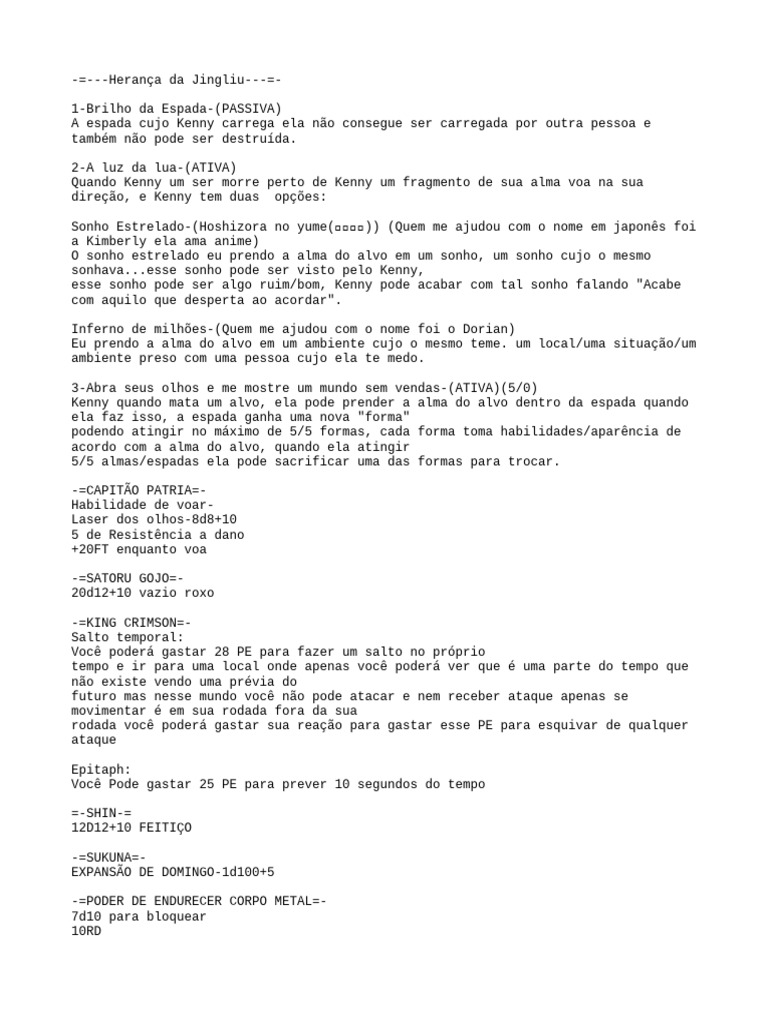 !Lista de Poderes Kenny | PDF | Tempo | Alma
