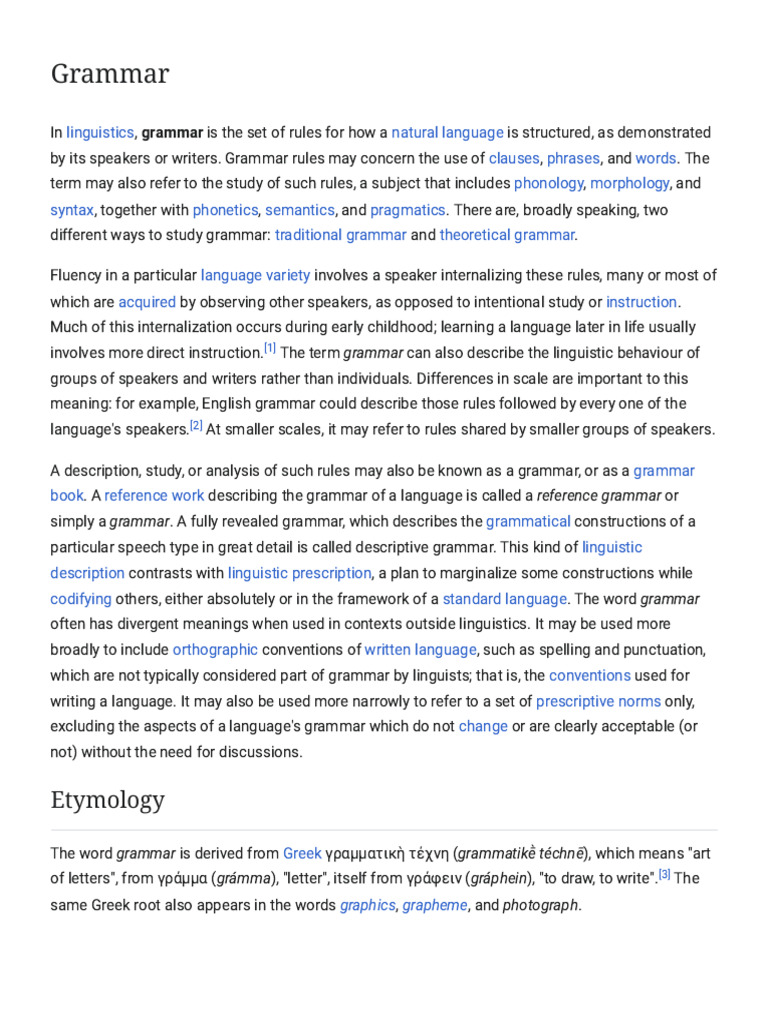 Grammar Wikipedia Pdf Grammar Language Mechanics