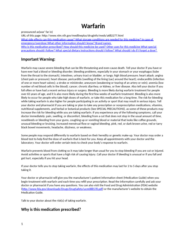 Warfarin | PDF | Thrombosis | Thrombus