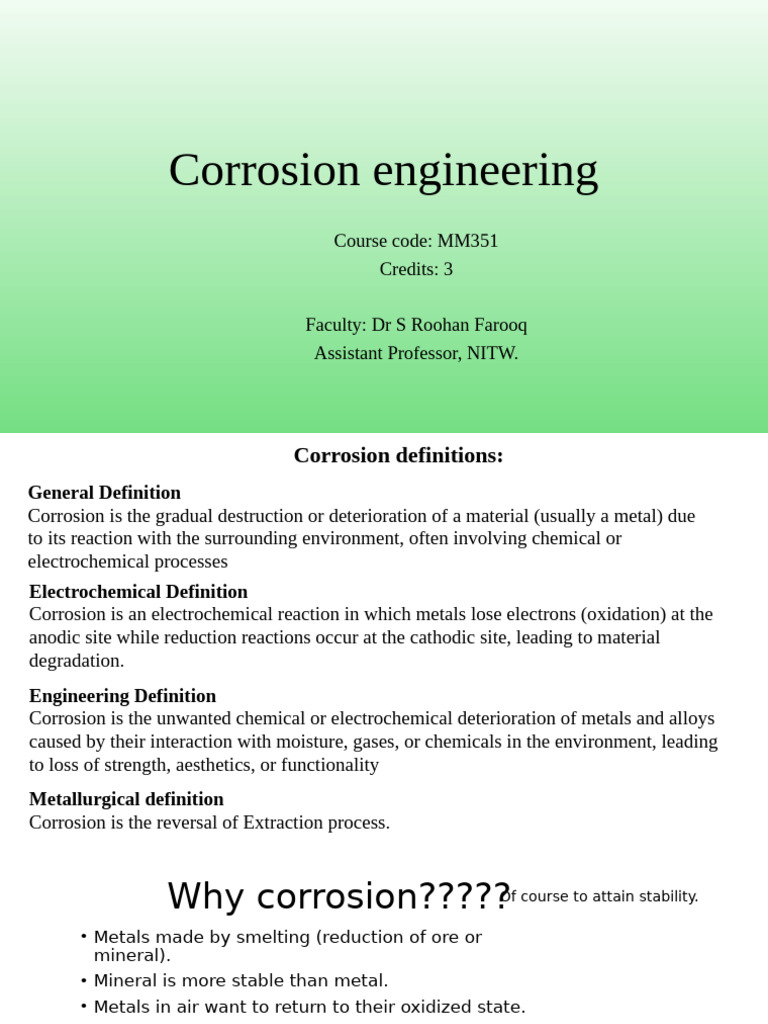 Corrosion Notes | PDF | Rust | Electrochemistry